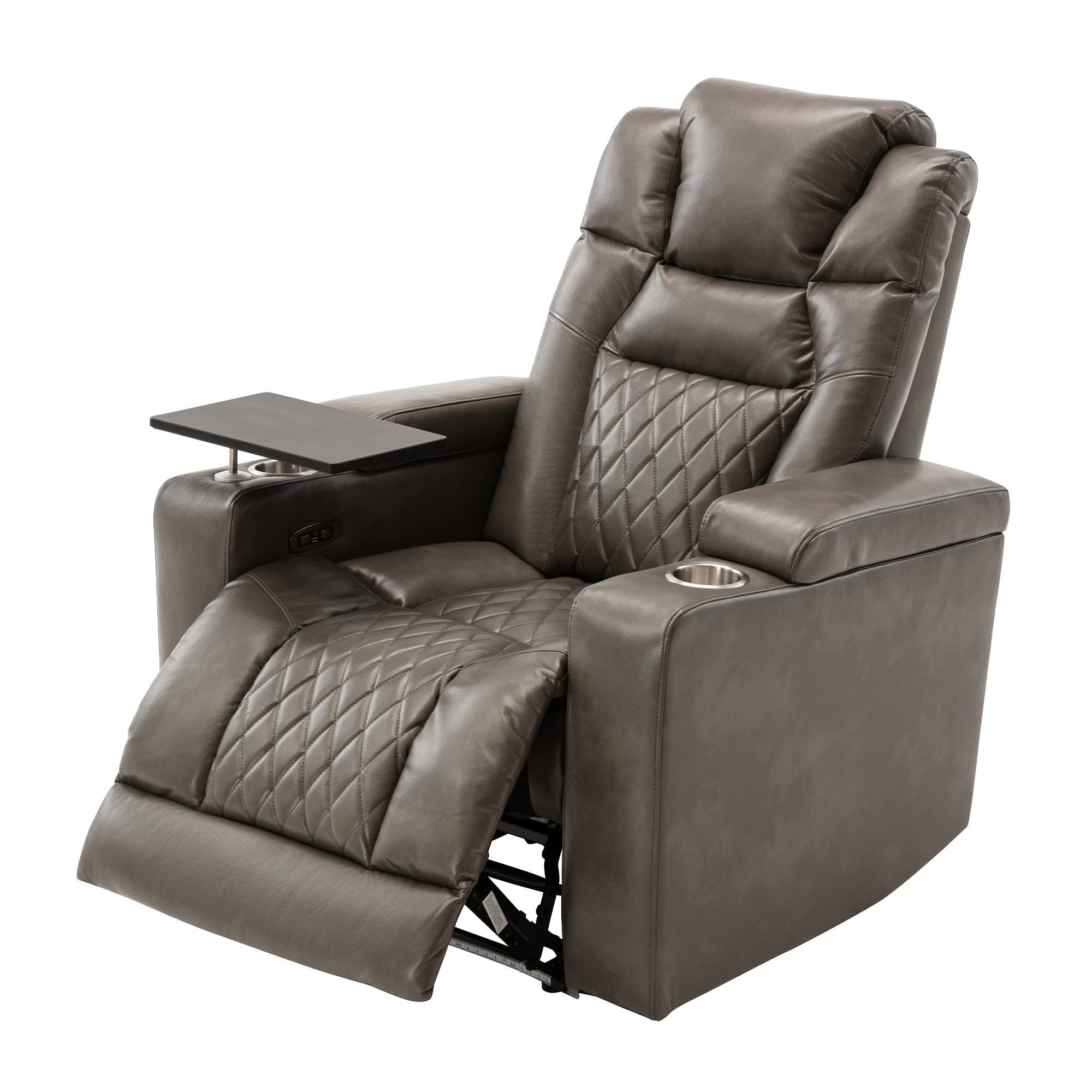 UFINEGO Power Recliner Chair with USB Port and Cup Holders, Home Theater Seating Reclining Chair Electric Recliners with Swivel Tray Table & Hidden Arm Storage for Living Room Bedroom, Grey