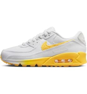 nike air max 90 se women's shoes, white/citron pulse-alabaster, size 7.5