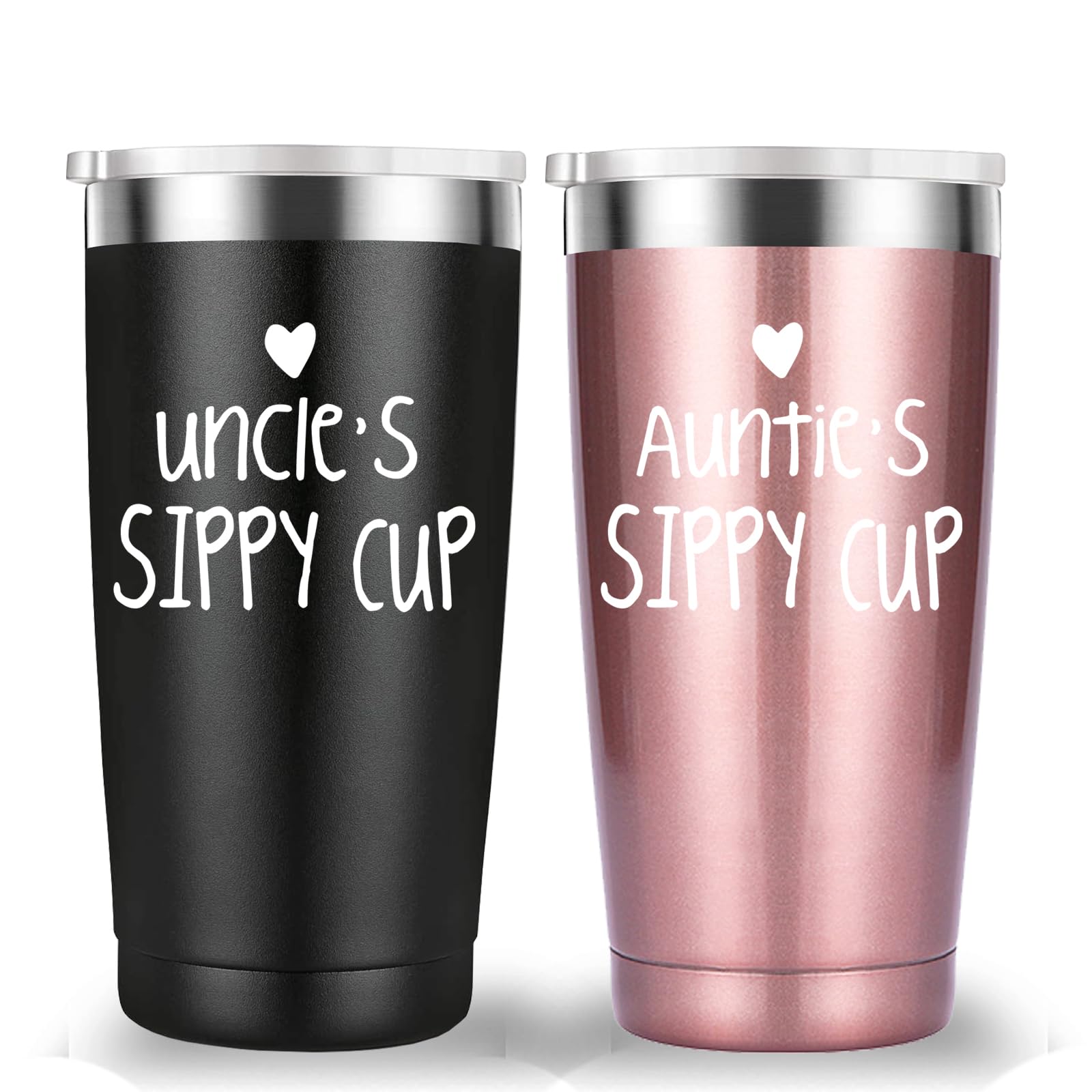 Mamihlap Uncle Auntie Travel Mug Tumbler.Uncle & Aunt Gifts.Gifts for Uncle and Auntie from Nephew and Niece.(20oz Black&Rose Gold)