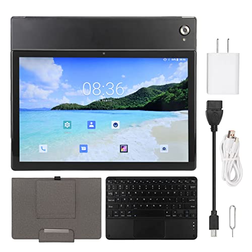 FECAMOS Tablet, Stereo Dual Speakers 10.1 Inch Tablet 2 in 1 8GB RAM 256GB ROM Front 5MP Rear 13MP Fast Charging for Office (US Plug)