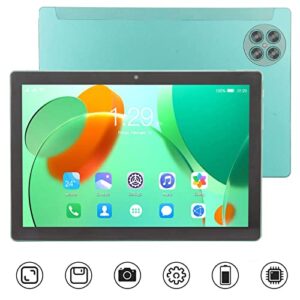 FECAMOS Tablet PC, 10. 1 Inch Tablet 4G Calling 100-240V 8GB RAM 256GB ROM Green for Study (US Plug)