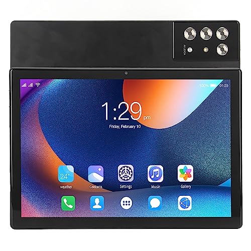 FECAMOS 10.1 Inch Tablet, 8MP Front 16MP Rear Tablet 8 Core CPU 5G WiFi 2 in 1 100‑240V 4G Network with Keyboard for Home (US Plug)