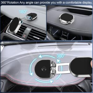 ZHOZHO Ultimate Alloy Folding Magnetic Car Phone Holder - 2Pcs Magnetic Phone Holder for Car Applies to Most Mobile Phone Models. 360° Rotations. Compact & Refined Temperature Resistant!