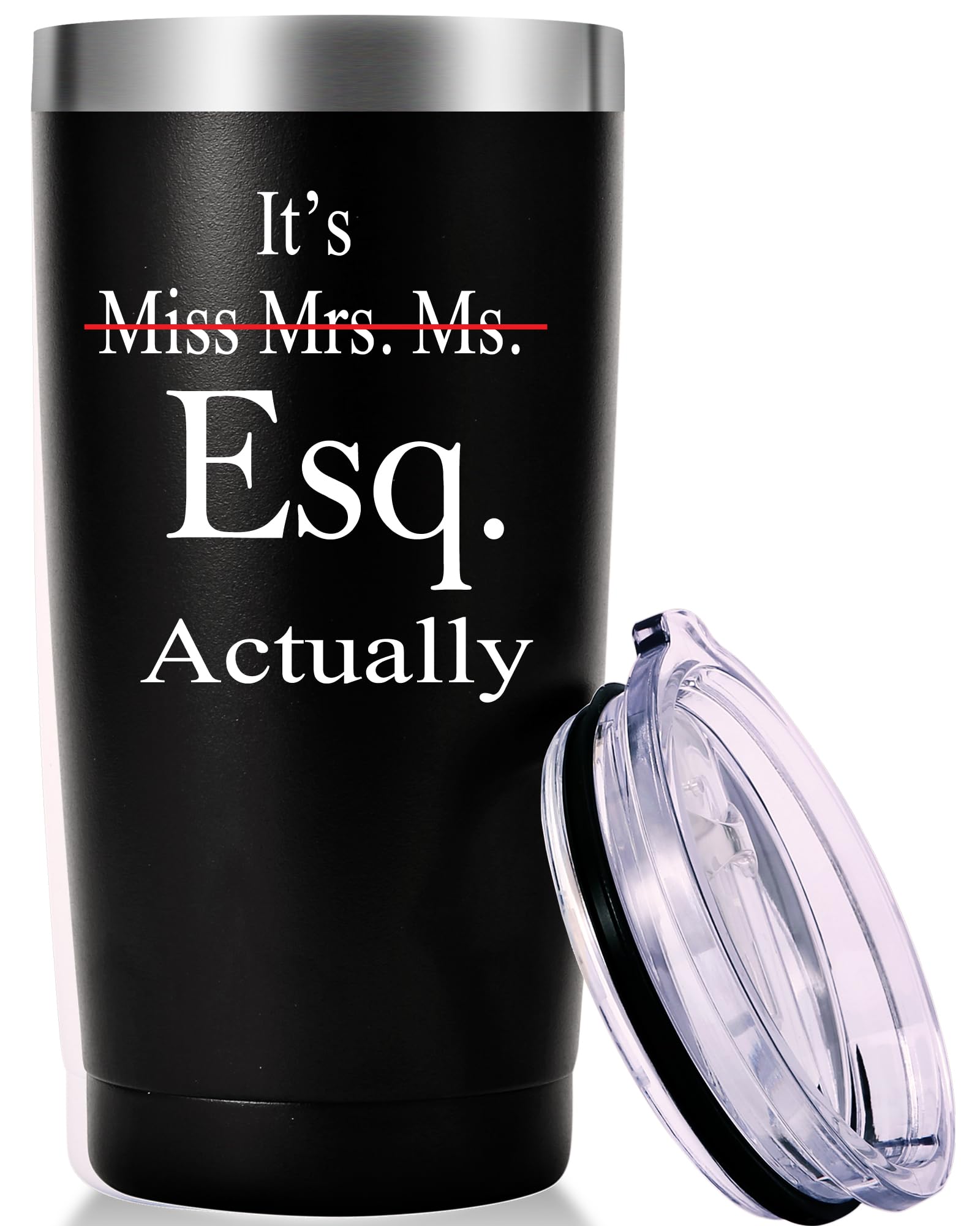 AMZUShome Lawyer Gifts Travel Tumbler.It's Miss Mrs. Ms. Esq. Actually Mug.Law Student Attorney Advocate Lawyer Graduation School Gift for Men Women Friends Coworker(20oz Black)