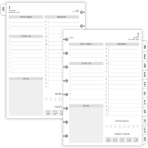 2024 daily & monthly planner refills for 8-discbound junior size planners - appointment schedule & to do list, monthly tabs, 8-disc punched, jan 2024 - dec 2024