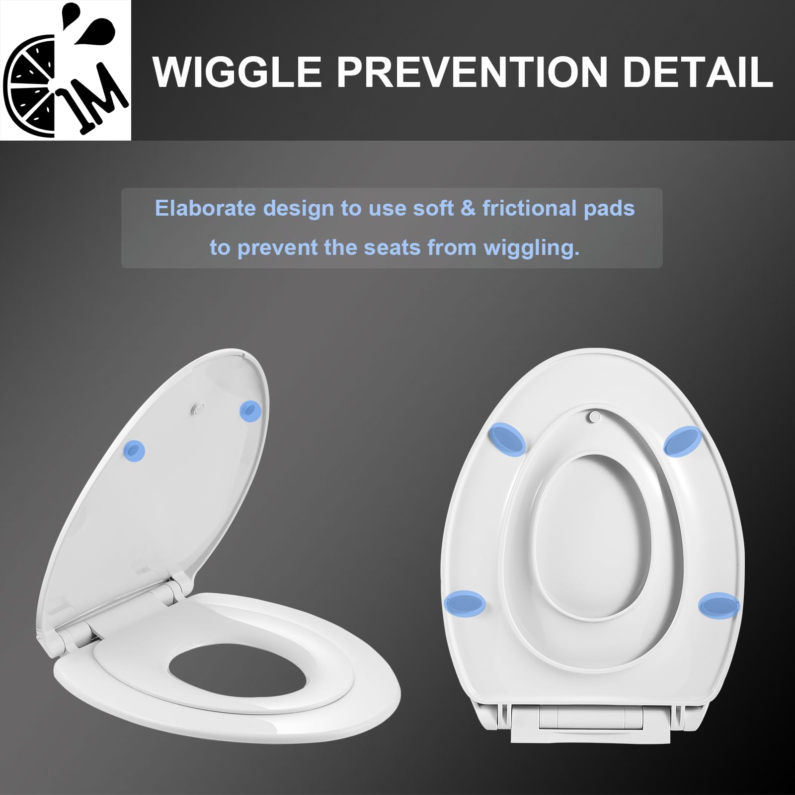 Elongated Toilet Seat with Built-In Potty training Seat, Slow-Close Hinges, No-Slam Technology, Quick Removal for Easy Cleaning, Detachable Toddler Seat, White