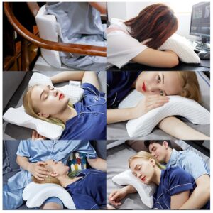 TOPINCN Sleeping Pillow Couple Pillow Arm Pillow Slow Rebound Pressure Pillow Cuddle Pillow Memory Foam Travel Arched Shaped U Pillow Providing Comfort