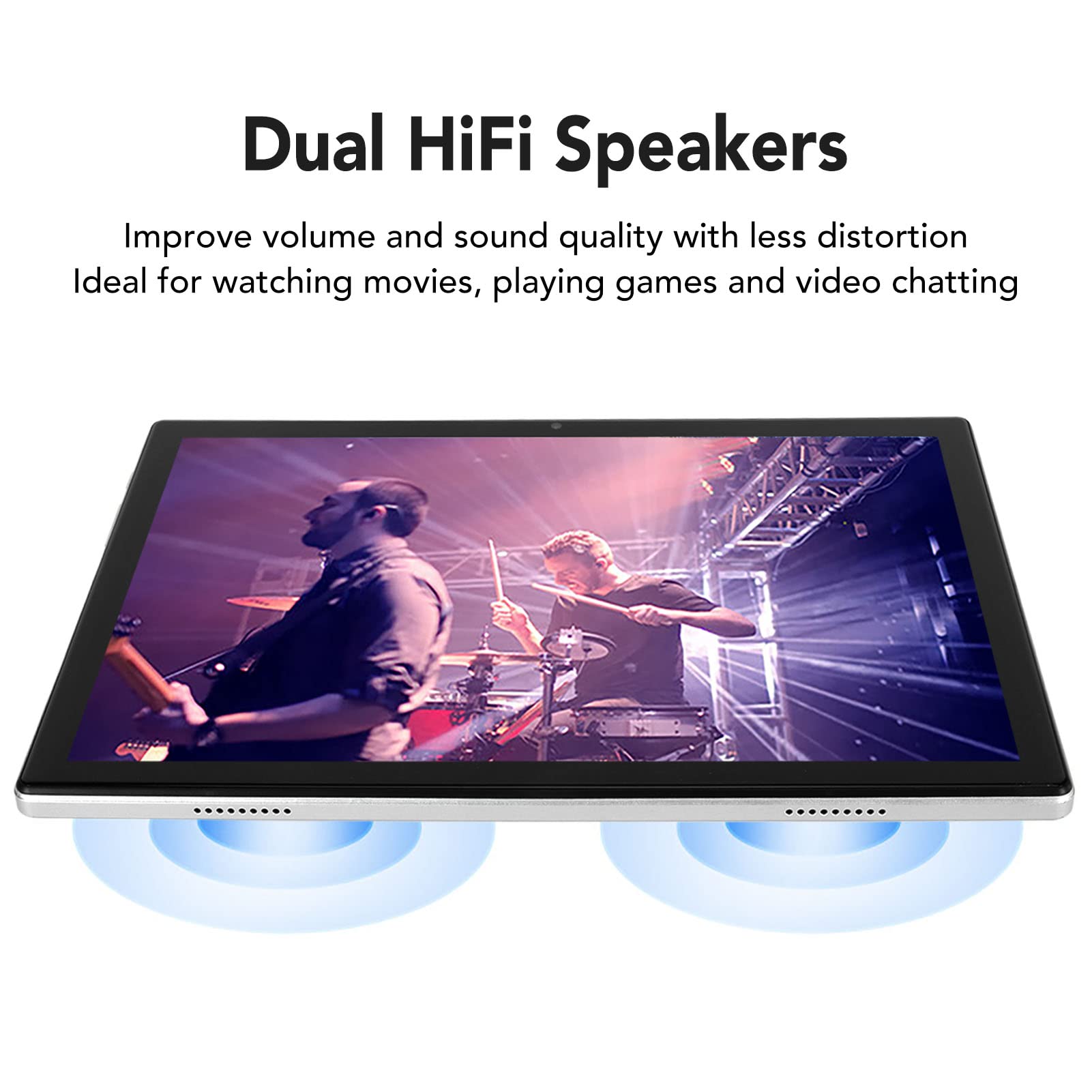 KUIDAMOS HD Tablet, 10.1in FHD Aluminum Alloy 4G LTE 5G WiFi Gaming Tablet Octa Core CPU 8GB RAM 256GB ROM with Keyboard for School (US Plug)