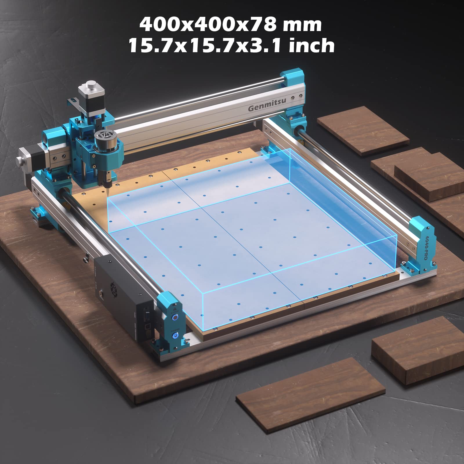 Genmitsu 4040-PRO CNC Machine with 4th Axis Rotary Module Kit and Offline Controller