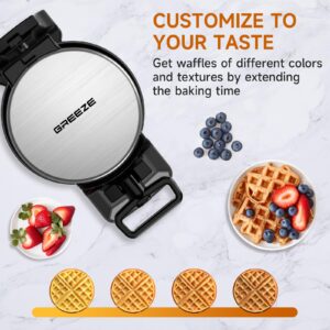 Waffle Maker, Double Belgian Waffle Maker 180°Flip, 1400W Waffle Iron 8 Slices, Rotating & Nonstick Plates with Removable Drip Tray for Easy Clean, Stainless Steel, Locking Buckle & Cool Touch Handle