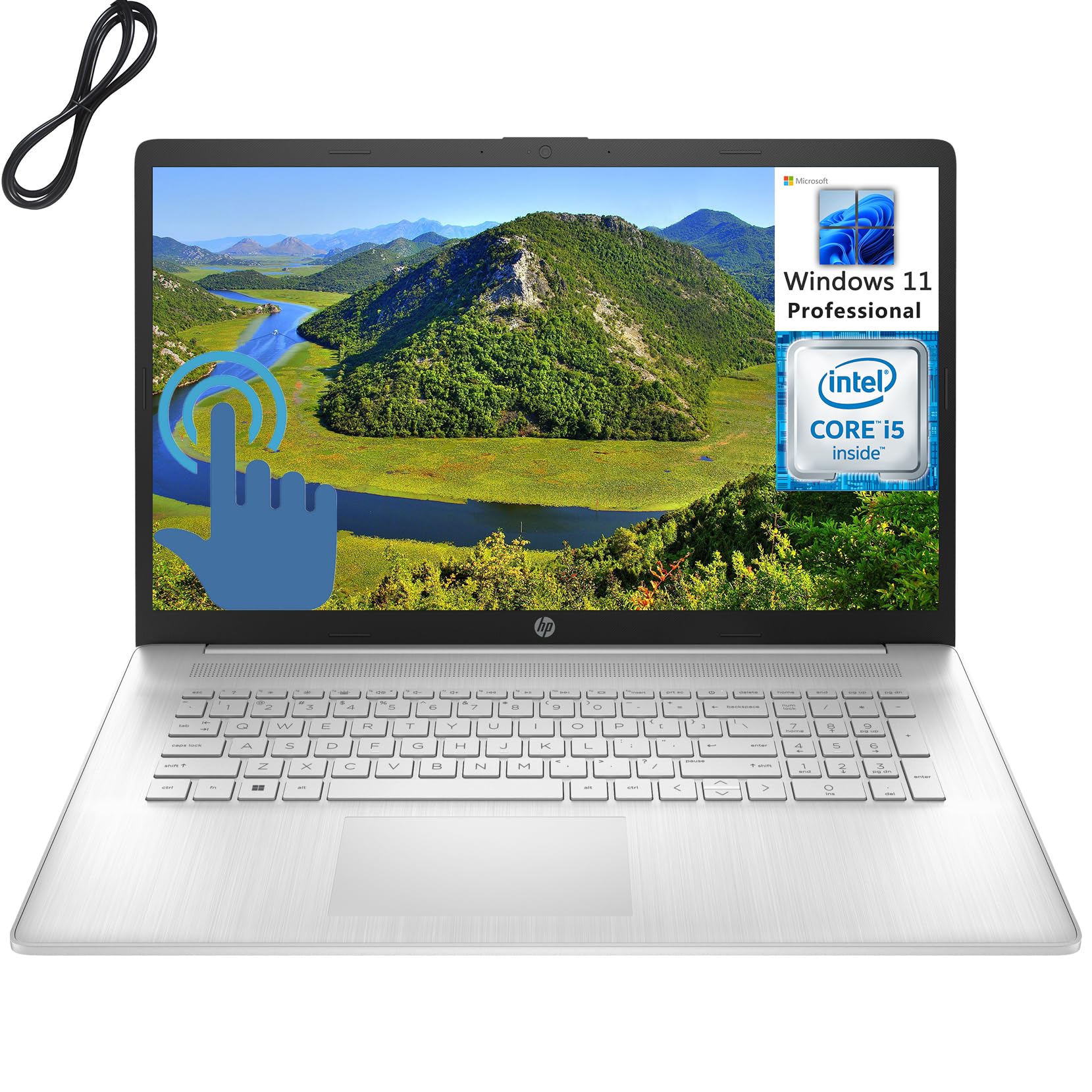 HP 2023 17 17.3" Touchscreen HD+ Business Laptop Computer, 12th Gen Intel 10-Core i5-1235U (Beat i7-1195G7), 32GB DDR4 RAM, 1TB PCIe SSD, WiFi, Bluetooth 5.0, Silver, Windows 11 Pro, BROAG Cable