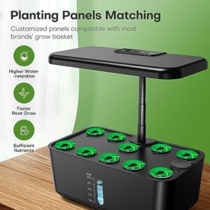 Indoor Garden Hydroponics Growing System: 10 Pods Plant Germination Kit Aeroponic Herb Vegetable Growth Lamp Countertop with LED Grow Light - Hydrophonic Planter Grower Harvest Veggie Lettuce, Black