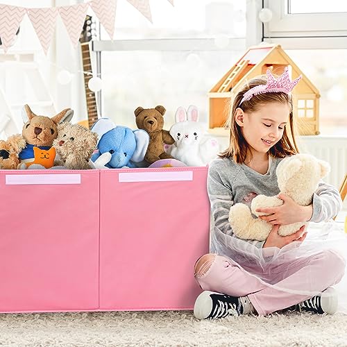 Fixwal Toy Storage Organizer for Girls - Extra Large Toddler Toy Box Kids Toy Chest, Collapsible Removable Divider for Nursery Playroom Bedroom Closet, 36"x12.6"x16" (Pink)