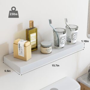 Fixwal 15.8in Floating Shelves for Wall White, 5 Pack Shelves for Room Wall, Bathroom, Living Room, Bedroom, Kitchen, Office Decor