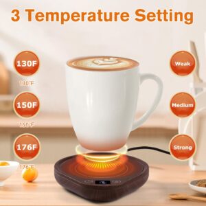 PUSEE Coffee Mug Warmer, Electric Large Candle Warmer Plate with 4H Auto Shut Off, 3-Temp Settings Coffee Cup Warmer for Desk Coffee Mug Heater Plate Candle & Coffee Warmer for Tea, Milk, Cocoa