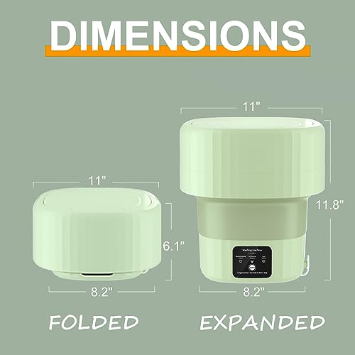 Yanpoake Foldable Portable Washing Machine and Spin Dryer 9L Compact Mini Washer for Baby Clothes Underwear Laundry Apartment RV Travel Camping, Green