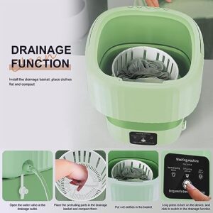 Yanpoake Foldable Portable Washing Machine and Spin Dryer 9L Compact Mini Washer for Baby Clothes Underwear Laundry Apartment RV Travel Camping, Green