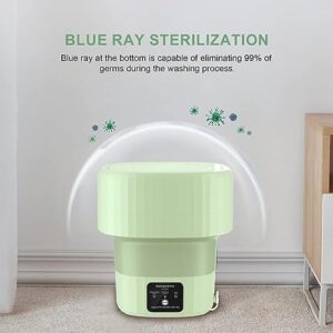 Yanpoake Foldable Portable Washing Machine and Spin Dryer 9L Compact Mini Washer for Baby Clothes Underwear Laundry Apartment RV Travel Camping, Green