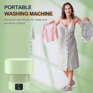 Yanpoake Foldable Portable Washing Machine and Spin Dryer 9L Compact Mini Washer for Baby Clothes Underwear Laundry Apartment RV Travel Camping, Green