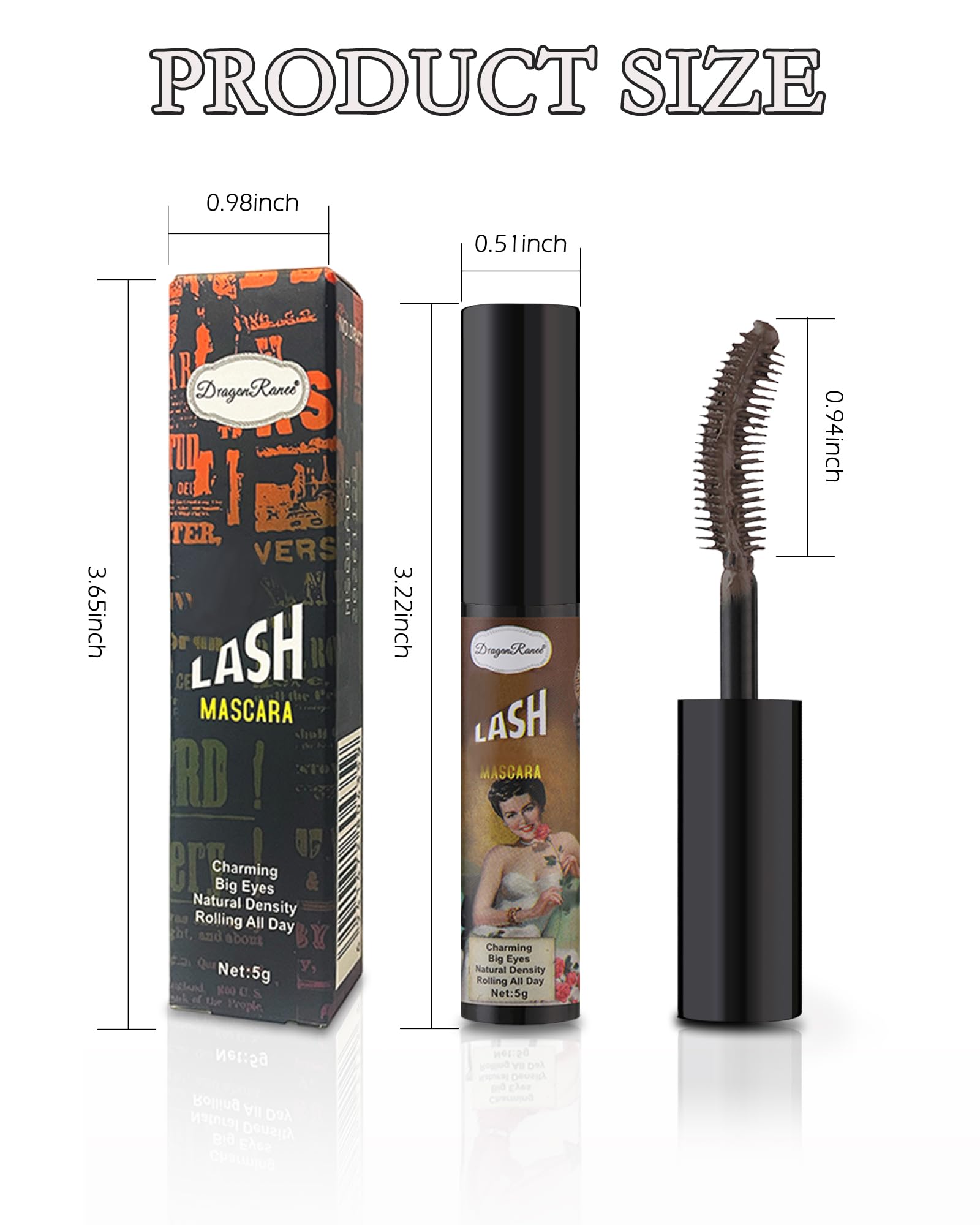 Waterproof Brown Mascara Volume and Length,Long Lasting Non Clumping Curling Voluminous Colored Mascara for Eyelashes, Colorful Volumizing Tubing Mascara for Women Eye Makeup Cosplay Party-04