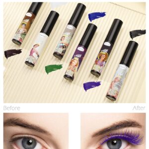 Waterproof Brown Mascara Volume and Length,Long Lasting Non Clumping Curling Voluminous Colored Mascara for Eyelashes, Colorful Volumizing Tubing Mascara for Women Eye Makeup Cosplay Party-04