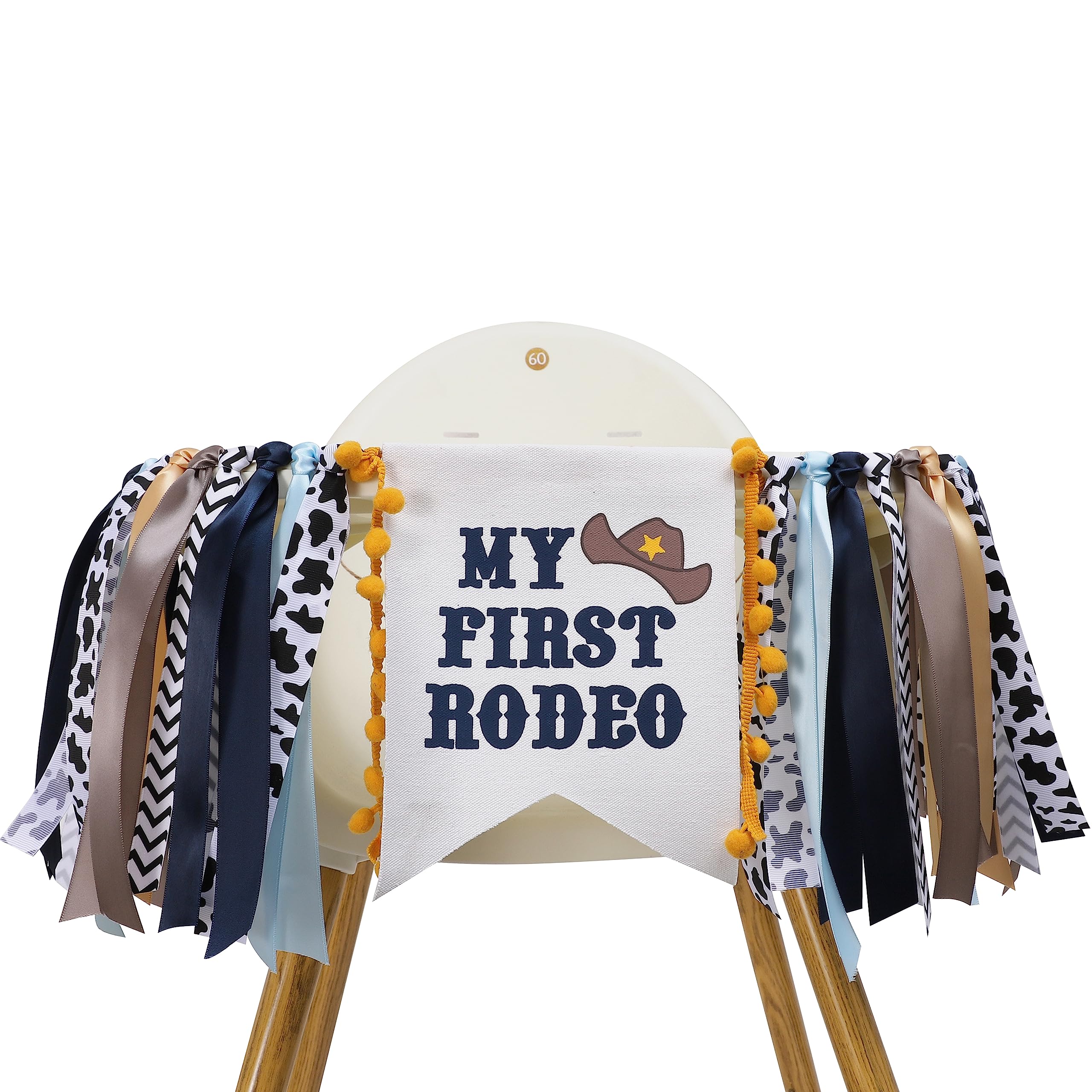 Cowboy 1st Birthday High Chair Banner,My First Rodeo For Kid’S Boy Baby Shower, Barnyard Cow 1st Birthday Party Highchair Decoration Cake Smash, Western Cowboy Backdrop Garland For Photo Props