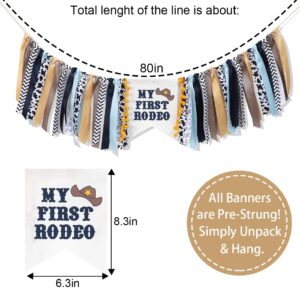 Cowboy 1st Birthday High Chair Banner,My First Rodeo For Kid’S Boy Baby Shower, Barnyard Cow 1st Birthday Party Highchair Decoration Cake Smash, Western Cowboy Backdrop Garland For Photo Props