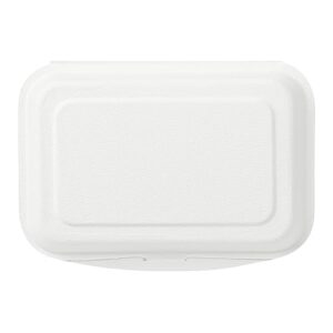 Restaurantware Pulp Safe No PFAS Added 20 Ounce Clamshell Boxes 100 Disposable Containers - Home Compostable Microwavable And Freezable White Bagasse Containers Built-In Hinged Lid