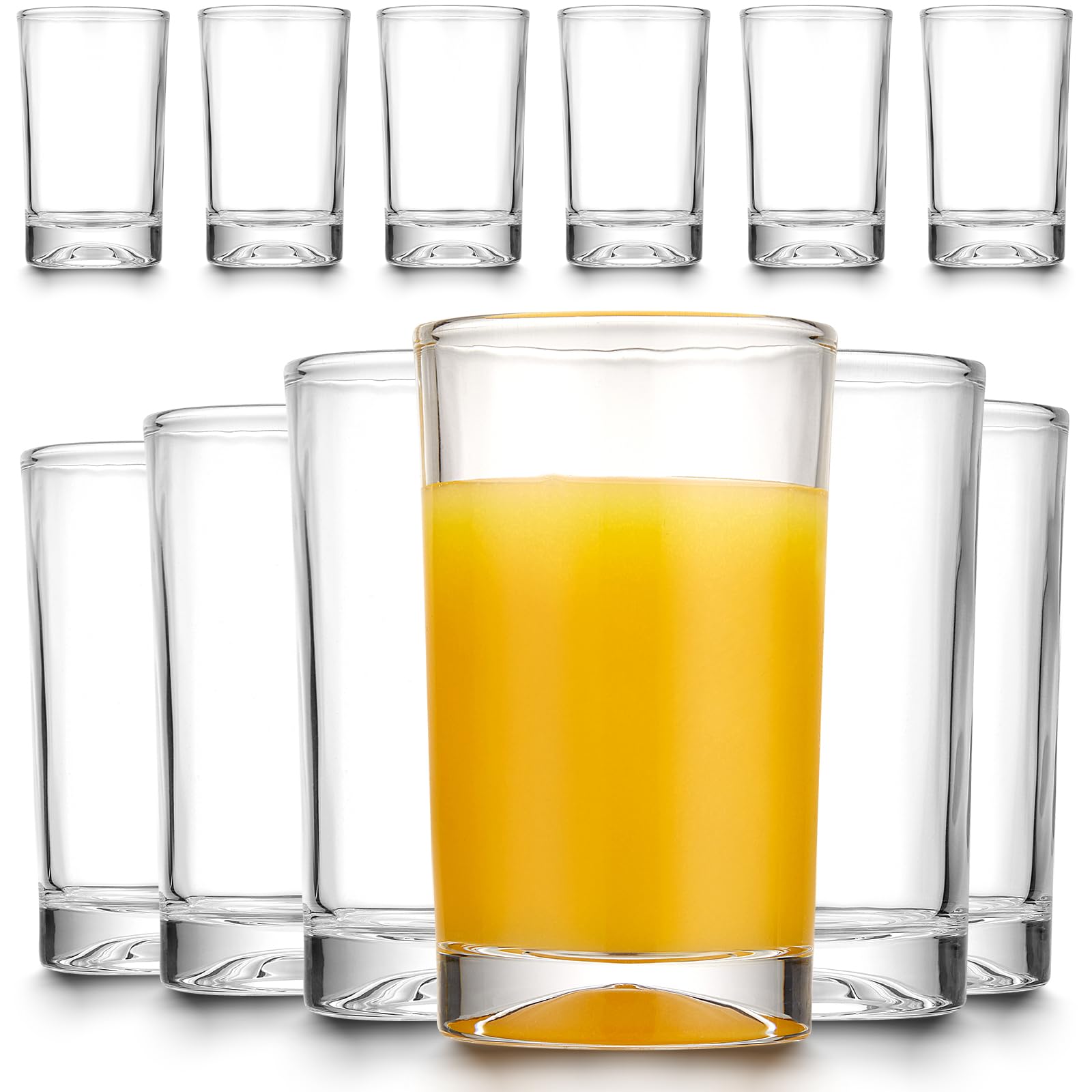 Mfacoy Small Juice Glasses Set of 6, 5.5-ounce Glass Cups, Heavy Base Juice Glass, Small Drinking Glasses Set, Clear Juice Cups, Thick and Durable Shot Glass, Drinking Glasses for Juice and Milk