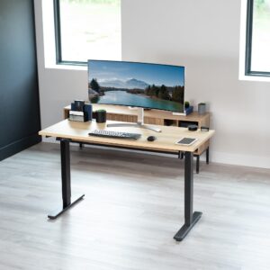 VIVO 55 x 24 inch Universal Solid One-Piece Square Corner Table Top for Standard and Sit to Stand Height Adjustable Home and Office Desk Frames, Light Wood, DESK-TOP55C-S