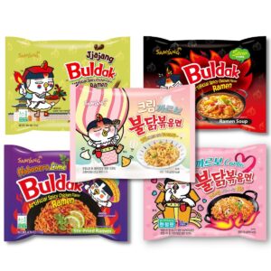 samyang buldak korean spicy ramen 5 flavor variety pack - tiktok ghost spicy noodle challenge