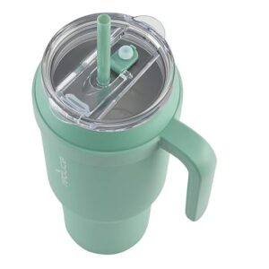 REDUCE 50 oz Mug Tumbler with Handle & Straw - Stainless Steel with Sip-It-Your-Way Lid - Keeps Water Cold up to 50 Hours - SweatProof, Dishwasher Safe, BPA Free - 2 Pack, Green / Beige