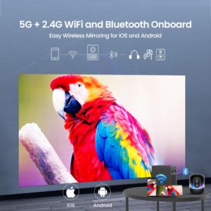 [Bluetooth & WIFI Projector] Pro Version Premium Projector HDR 5G AAXA L500 1080p Wireless Mirroring iPhone Android Streaming App Store, 10W Speakers, Mini Projector