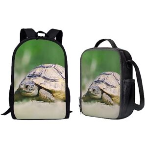 Turtle Bookbag for School Kids Backpack with Lunch Box Bag Set Boys Girls School Bag