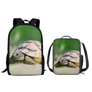 Turtle Bookbag for School Kids Backpack with Lunch Box Bag Set Boys Girls School Bag