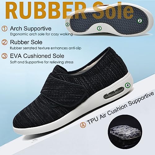 Womens Extra Wide Sneaker with Arch Support for Diabetic Swollen Feet Lymphedema Plantar Fasccitis Elderly Mother Shoes