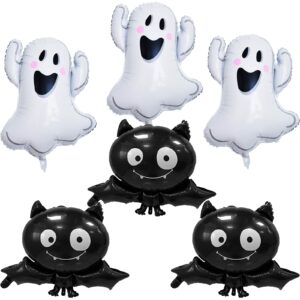 halloween party balloons, 6pcs large halloween ghost foil balloons black bat mylar balloons for kids halloween props halloween birthday party decorations supplies