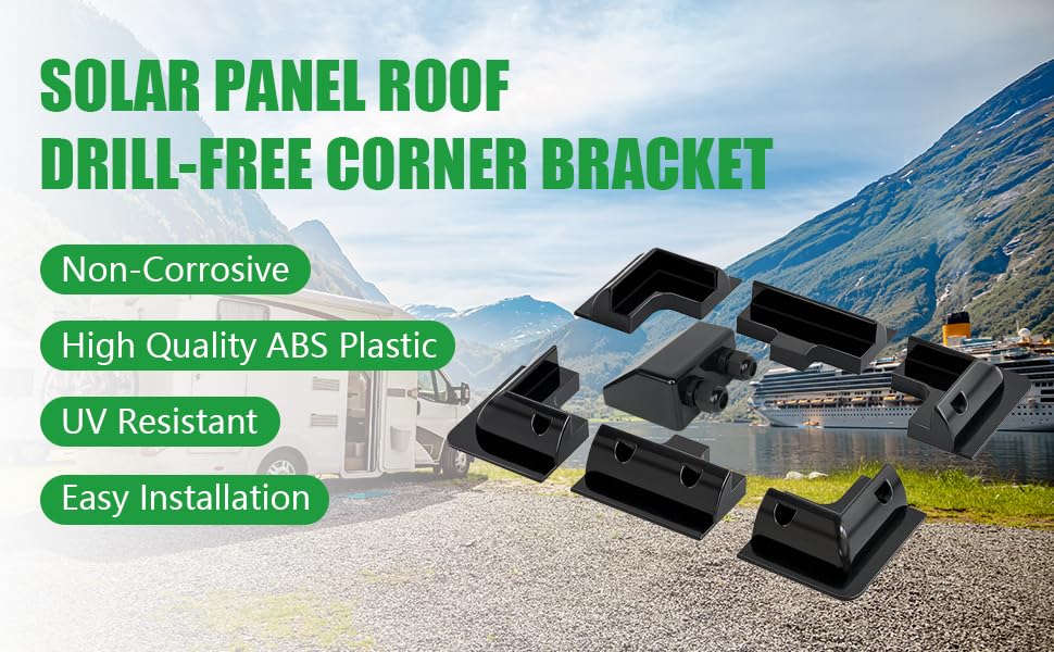 7PCS Solar Panel Mounting Brackets ABS Drill Free Corner Bracket Kit for RV, Boats, Caravans, Camper, Trailers, Vans, Sheds, Garages, Deck of Boats