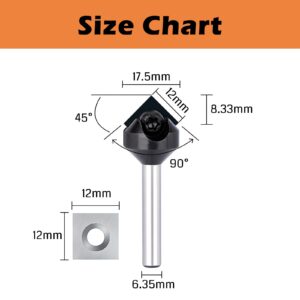 Genmitsu 1/4" Shank 90 Degree V Groove Carbide Inserts Router Bit, CNC Milling Machine Router Bits for Woodworking Carving, VG01