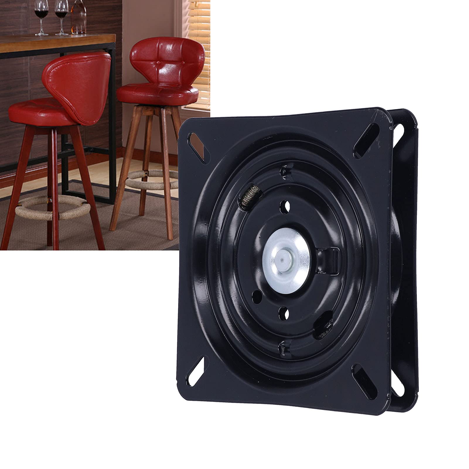 FECAMOS Square Swivel Replacement, Replacement Smoothly and Silently Seat Swivel Base Stool Rotating Base Turntable Hardwares High Hardness for Home Bar Office