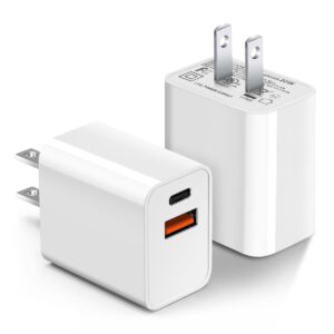 [2 Pack] USB C Wall Charger Block, Weganyt 20W Dual Port Type C Fast Charging Block for Apple Watch Series 8, Wall Charger Plug Adapter Charger Cube Compatible with iPhone 15 Pro Max/15 Plus/14, iPad