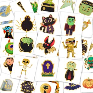 192 pcs halloween temporary tattoos for kids, halloween assorted waterproof fake pumpkin temp tattoo sticker for boys girls goody bag stuffers prizes party favors