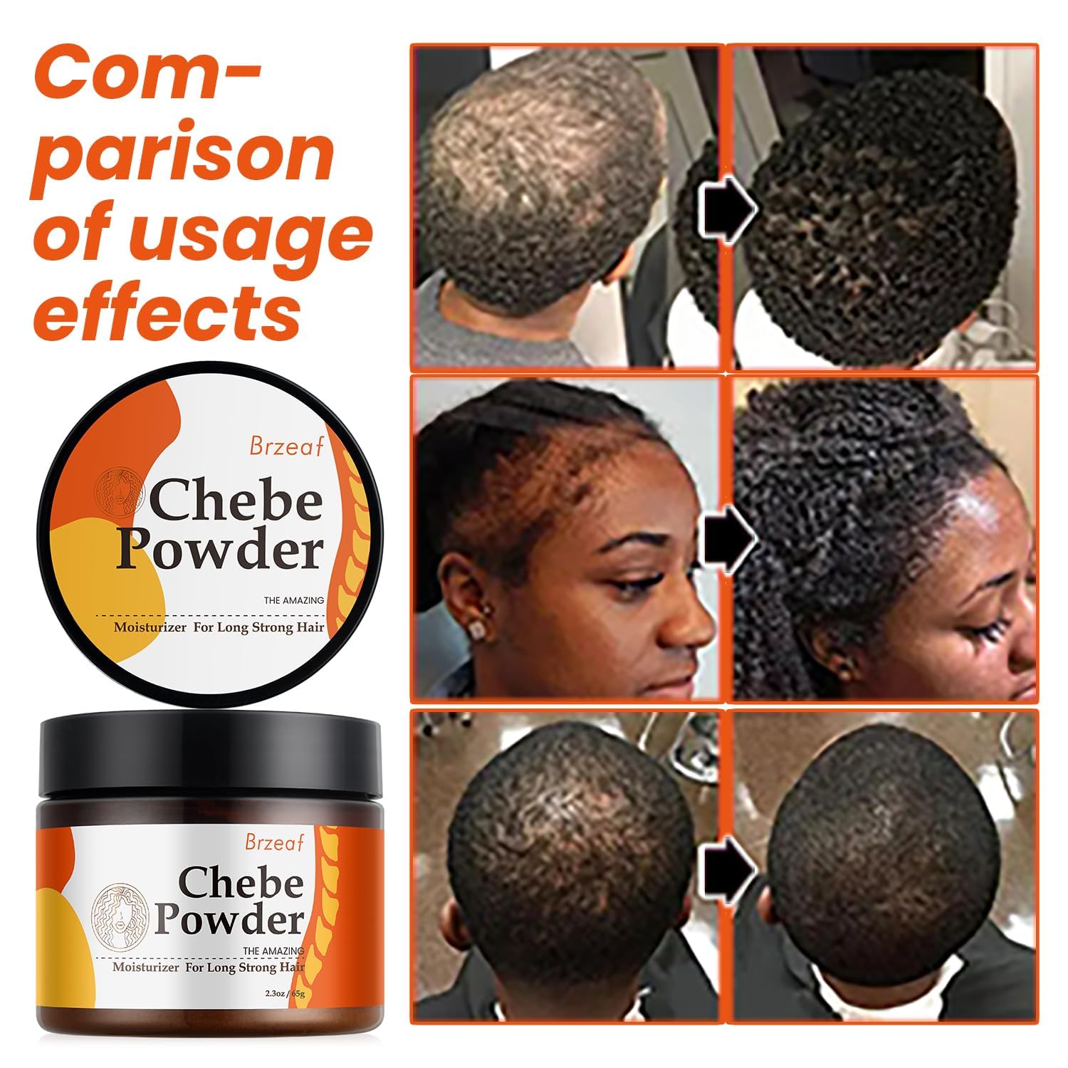 Brzeaf Natural Chebe Powder for Hair Growth from Chad(65g), African Chebe Powder- Super Moisturizing & Promote Hair Growth, Chebe Powder for All Hair Types, Deter Hair Breakage