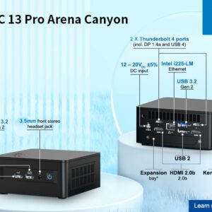 Intel NUC13ANHi7 NUC13 Pro 32GBRAM 1TB SSD Mini PC Mini Computer,Win 11 Pro Mini Computers,i7-1360P 12 Core,16 Thread, Up to 5 GHz Turbo,NVMe SSD DDR4,WiFi 6E,BT 5.3,8K Support,USB 3.2,HTPC,Gaming