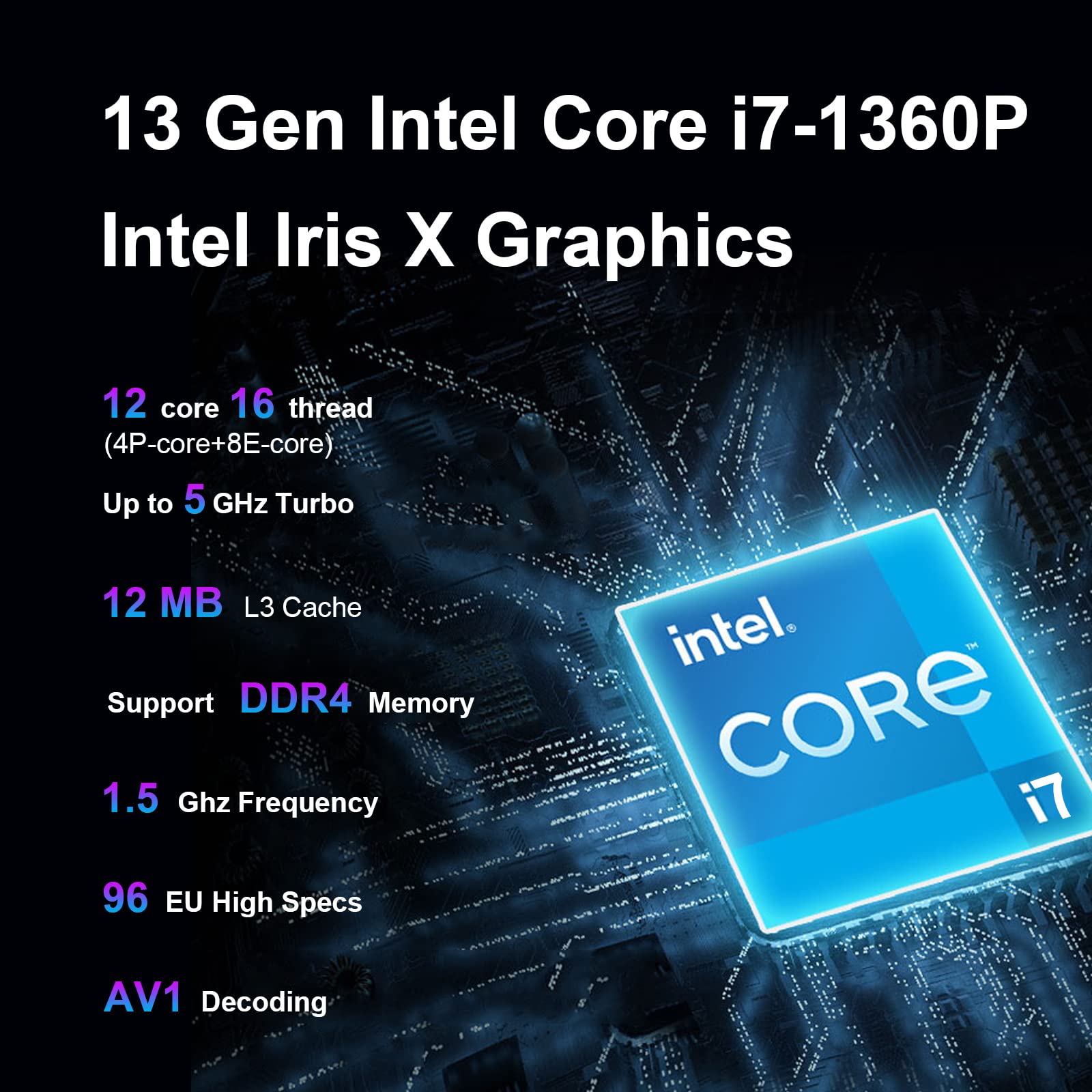 Intel NUC13ANHi7 NUC13 Pro 32GBRAM 1TB SSD Mini PC Mini Computer,Win 11 Pro Mini Computers,i7-1360P 12 Core,16 Thread, Up to 5 GHz Turbo,NVMe SSD DDR4,WiFi 6E,BT 5.3,8K Support,USB 3.2,HTPC,Gaming