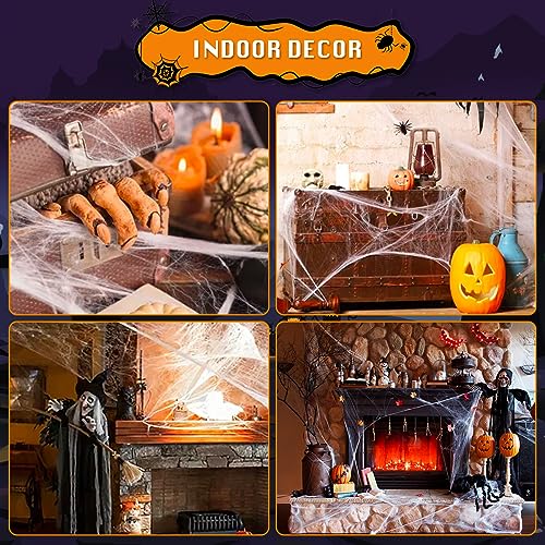 HIVIEW 1400sqft Halloween Spider Webs Decorations, with 60 Fake Spiders & Super Stretch Cobweb Halloween Party Supplies for Outdoor Indoor Halloween Decor