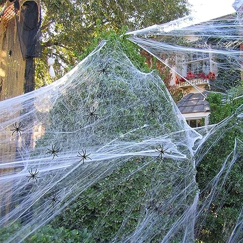 HIVIEW 1400sqft Halloween Spider Webs Decorations, with 60 Fake Spiders & Super Stretch Cobweb Halloween Party Supplies for Outdoor Indoor Halloween Decor