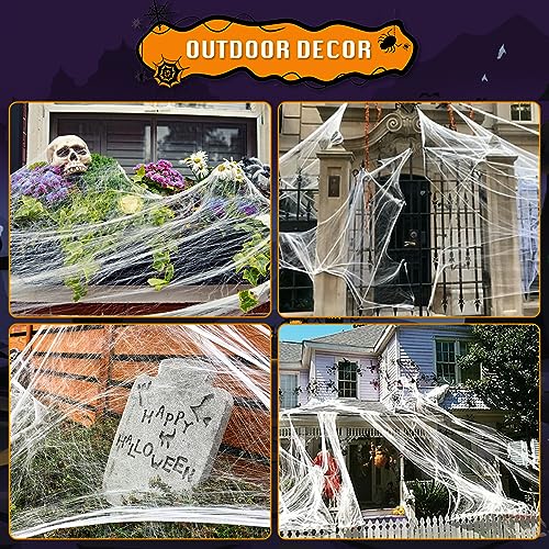 HIVIEW 1400sqft Halloween Spider Webs Decorations, with 60 Fake Spiders & Super Stretch Cobweb Halloween Party Supplies for Outdoor Indoor Halloween Decor