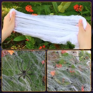 HIVIEW 1400sqft Halloween Spider Webs Decorations, with 60 Fake Spiders & Super Stretch Cobweb Halloween Party Supplies for Outdoor Indoor Halloween Decor