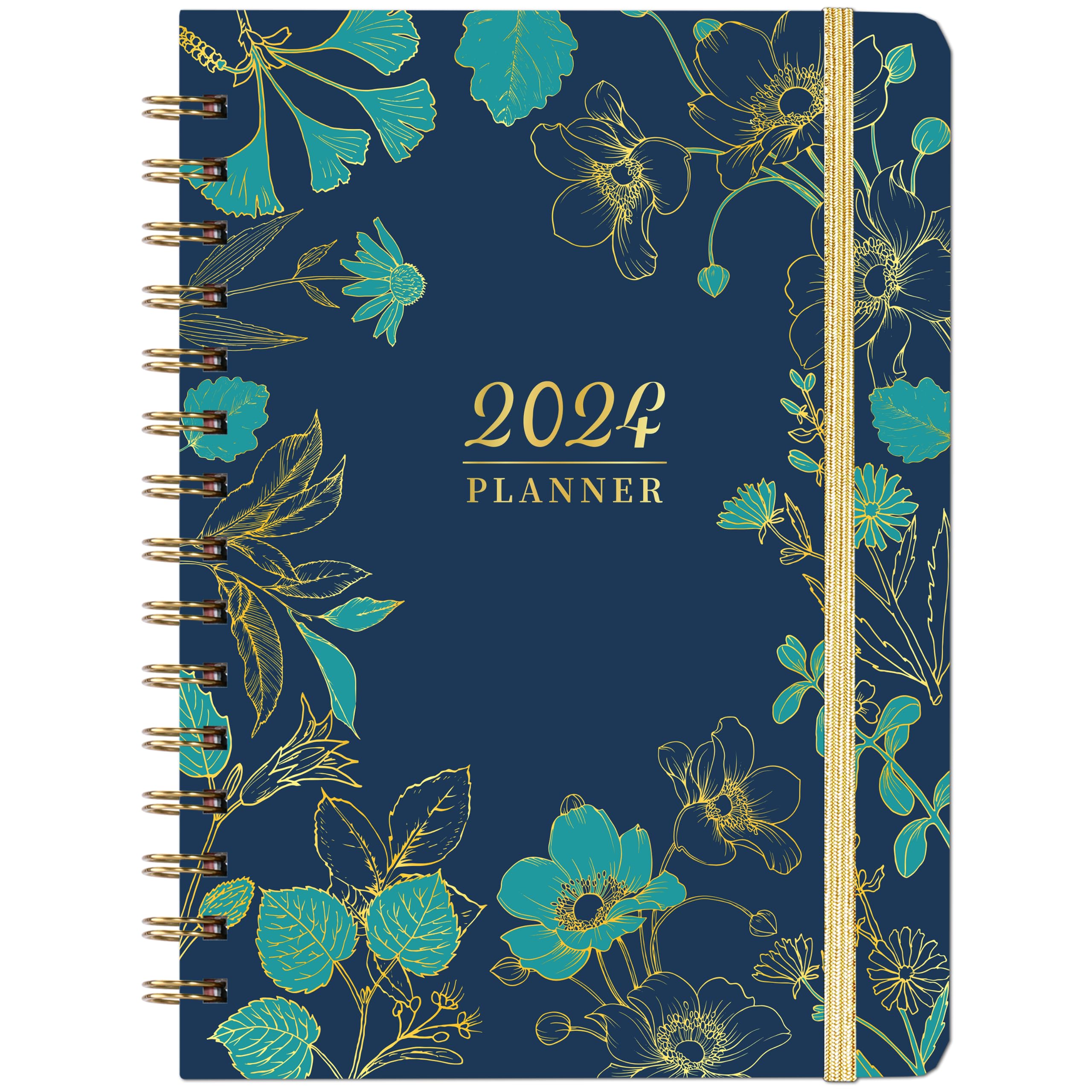 2024 Planner - Planner 2024, Jan.2024 - Dec.2024, 6.4" x 8.5", 2024 Planner Weekly and Monthly, Calendar Planner with Inner Pocket, Elastic Closure, Spiral Bound